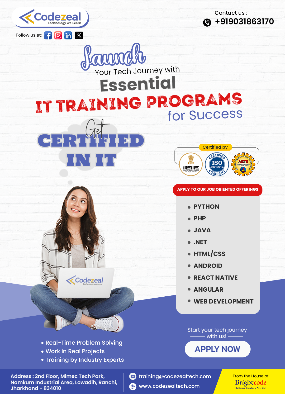 IT Training with Live Projects on Python, PHP, .NET in Ranchi